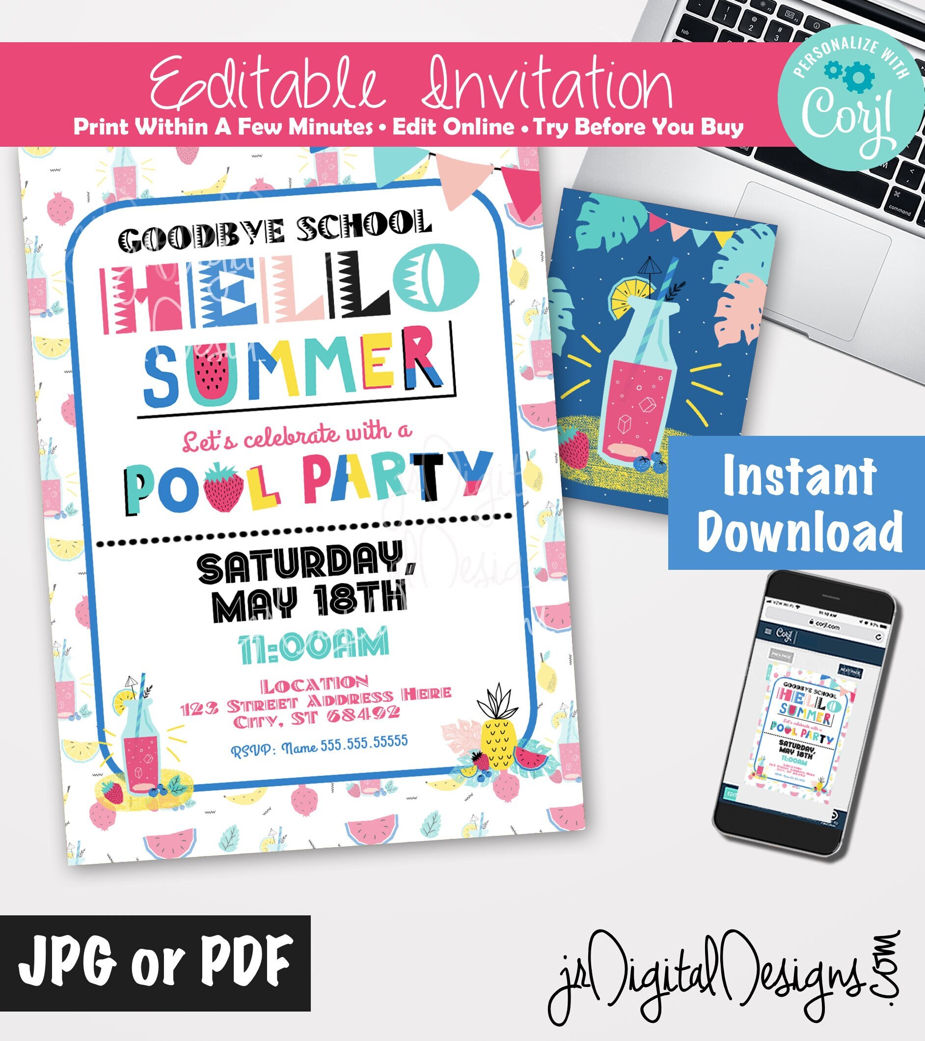 End of School Year Party Invitation Last Day of School Party Invitation ...