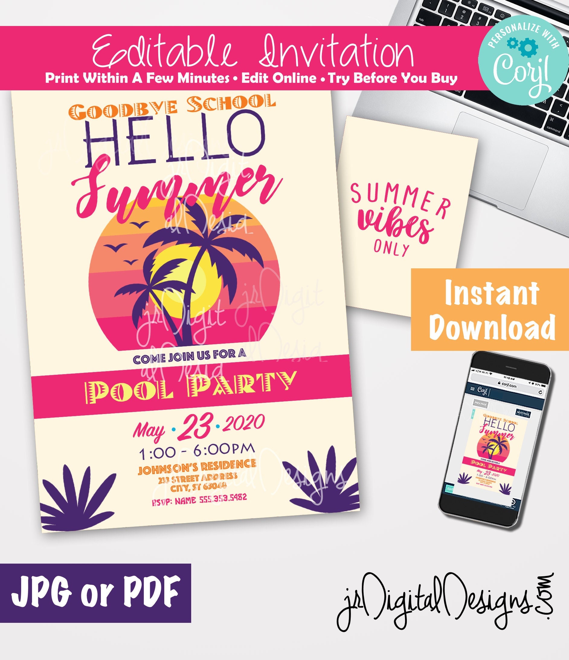 End of School Year Party Invitation Last Day of School Party Invitation ...