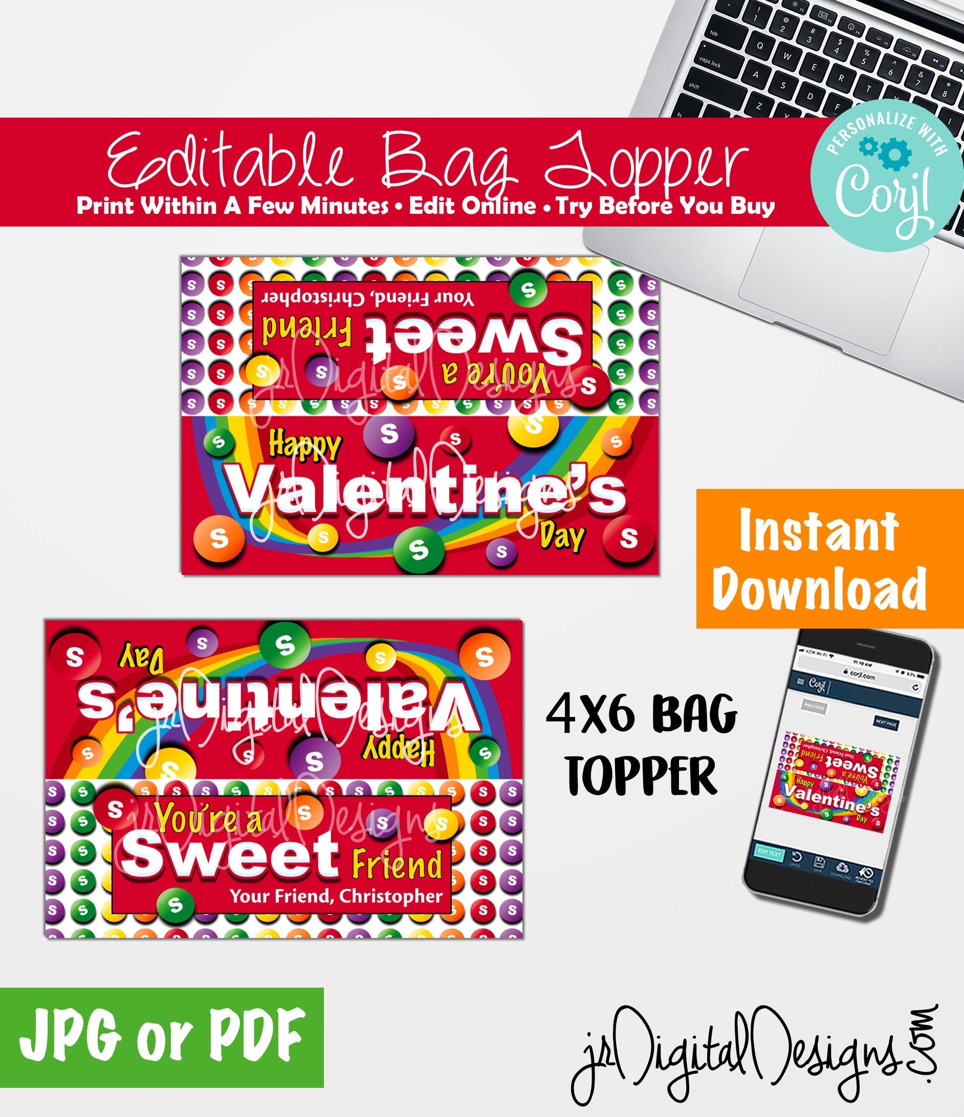 Skittles Valentine Printable Cards Skittles Valentines Day Bag Topper ...