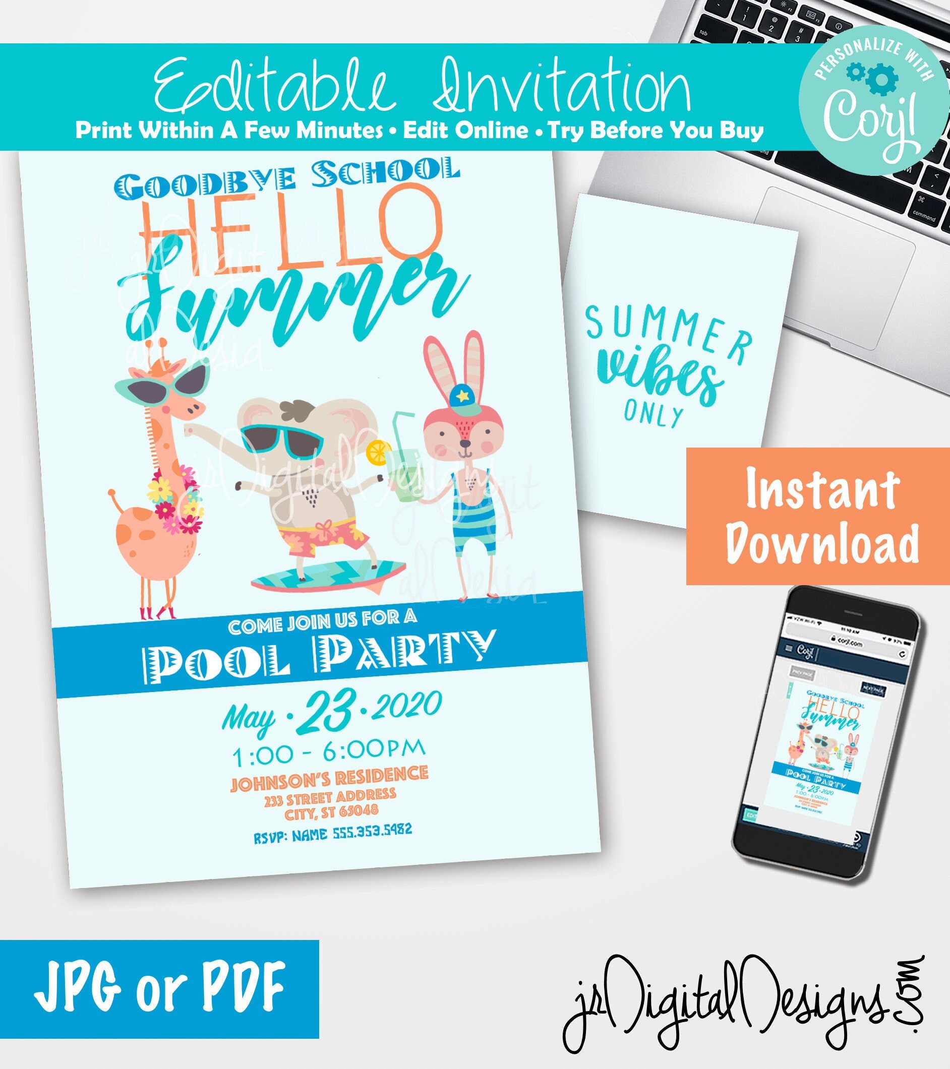 End of School Year Party Invitation Last Day of School Party Invitation ...