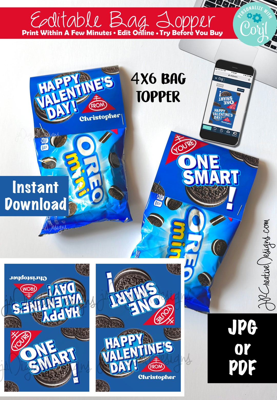 Oreos Valentine’s Day Card Printable Oreo Valentine's Day Tag Kids ...
