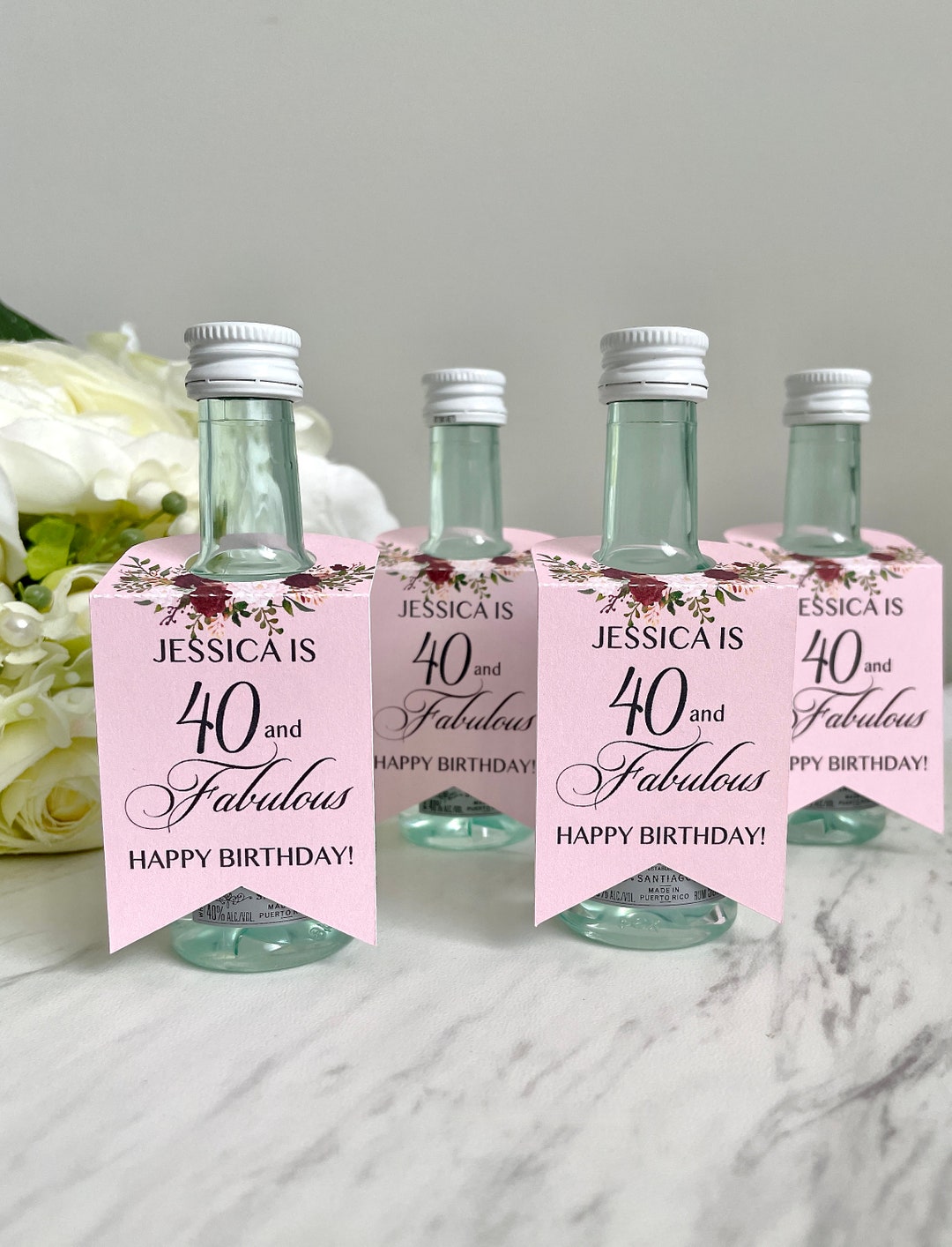 Personalized Birthday Mini Bottle Tags, Women's Party Favor Labels - Etsy