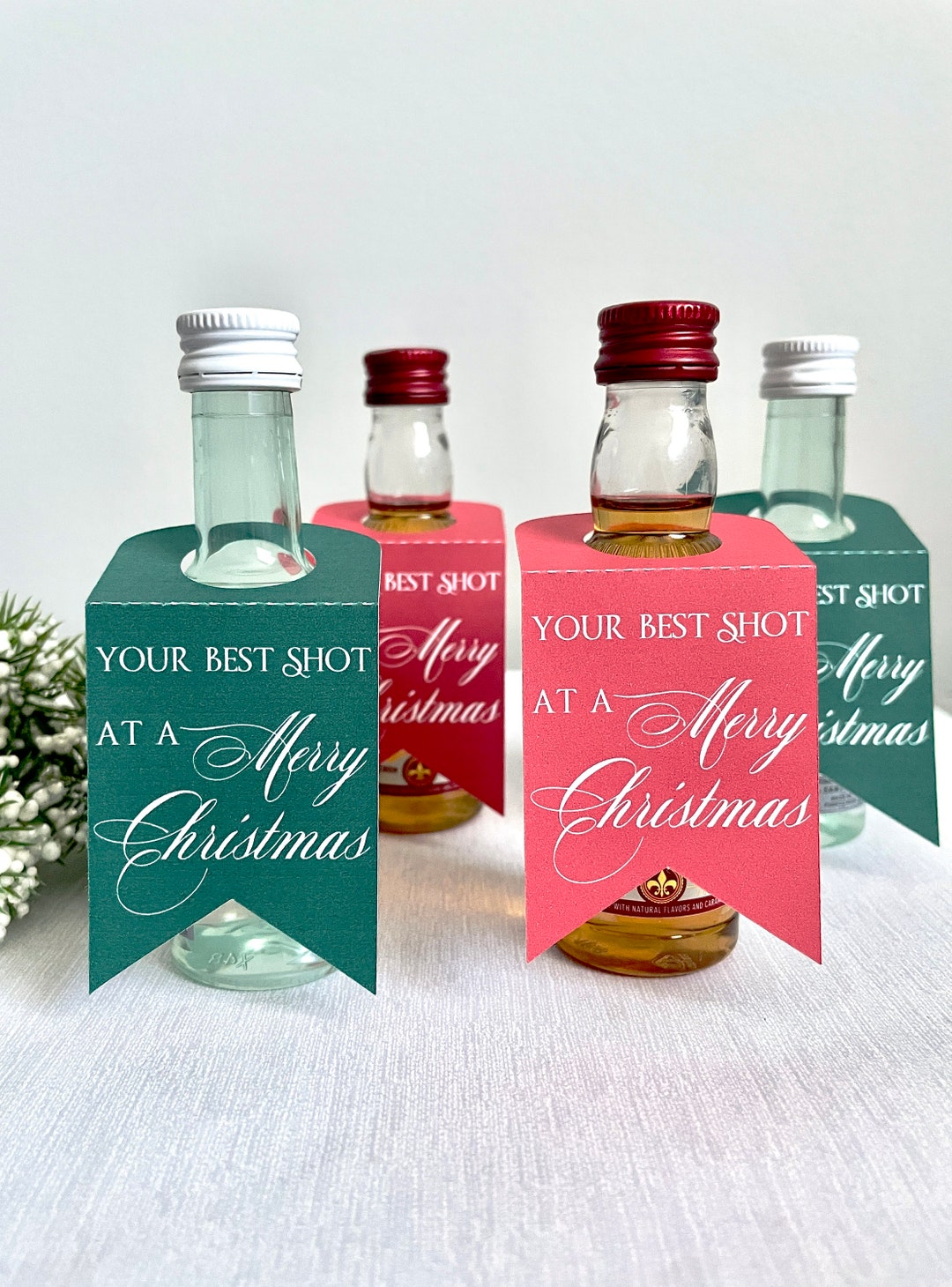 Christmas Party Tags, Christmas Shot Bottle Labels, Mini Wine Bottle ...