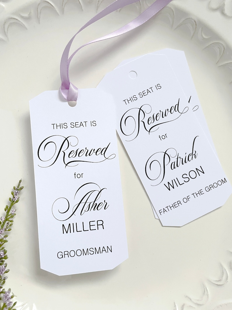 Personalized Wedding Reserved Seat Tags, Chair Holder Labels - Etsy