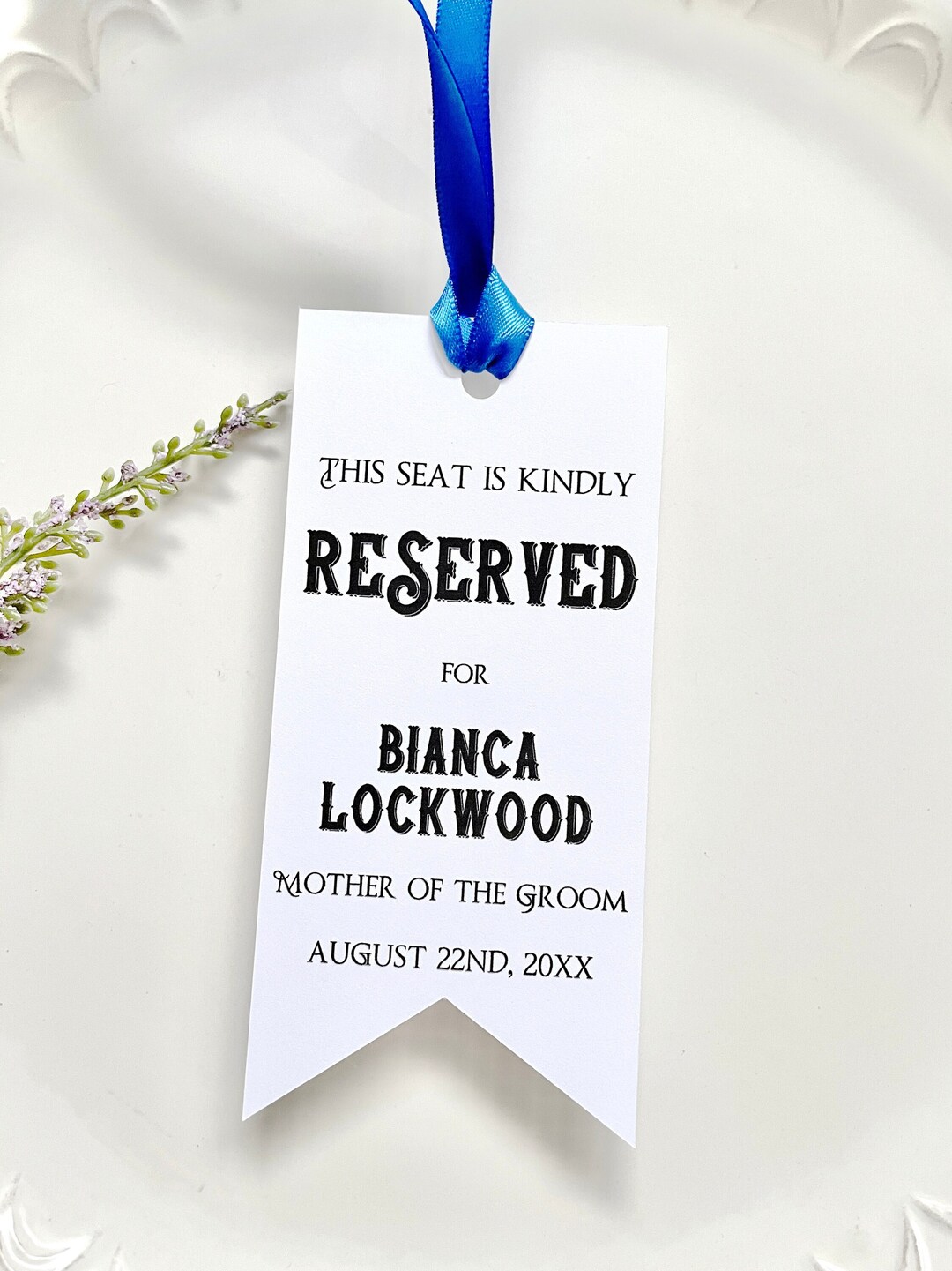 Personalized Reserved Seat Tags, Seat Reservation Sign, Chair ...