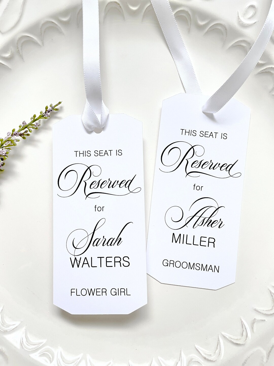 Personalized Wedding Seat Holder, Reserved Seat Tags, Seat Reservation ...