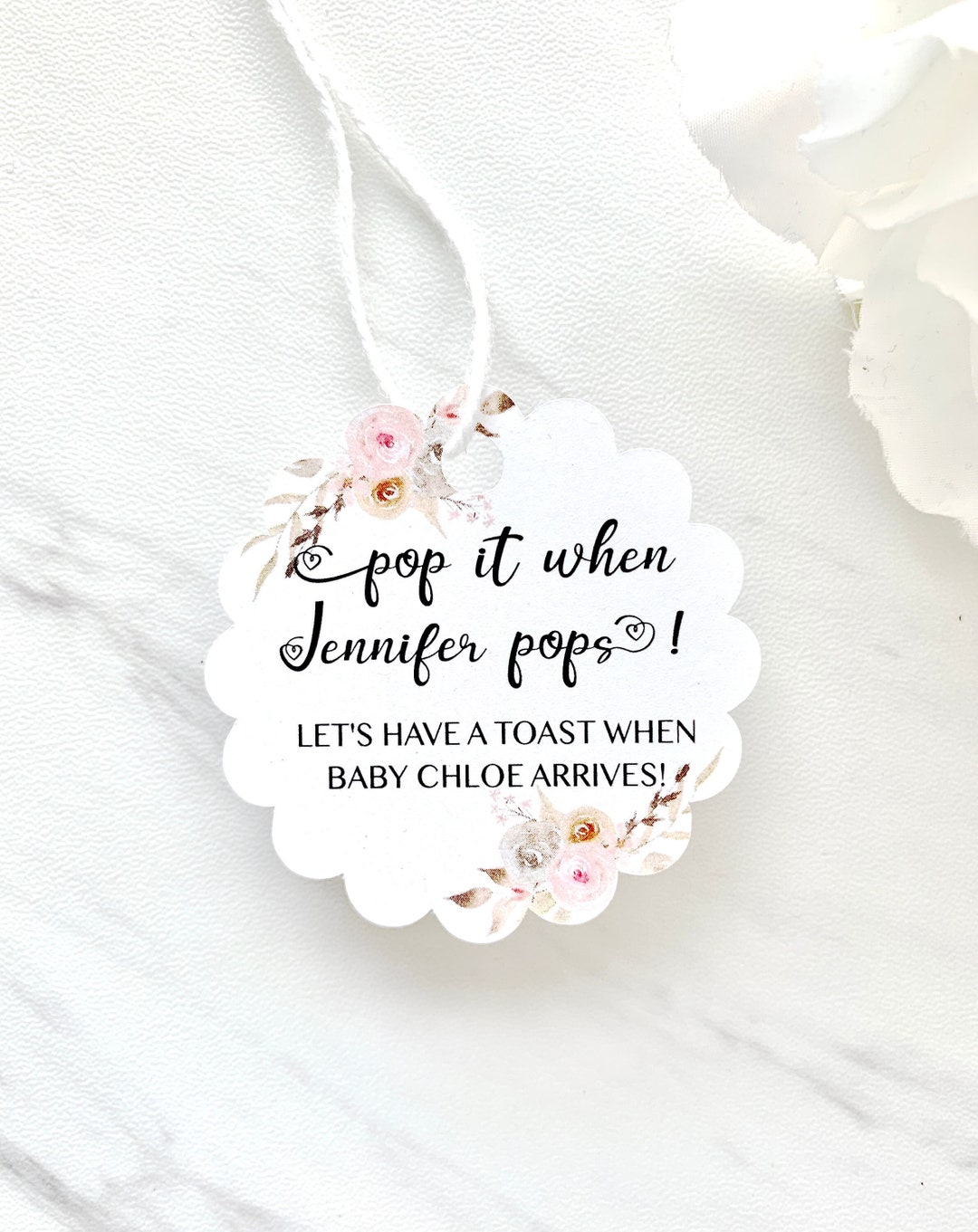 Pop It When She Pops Tags, Baby Shower Labels, Personalized Tags - Set ...