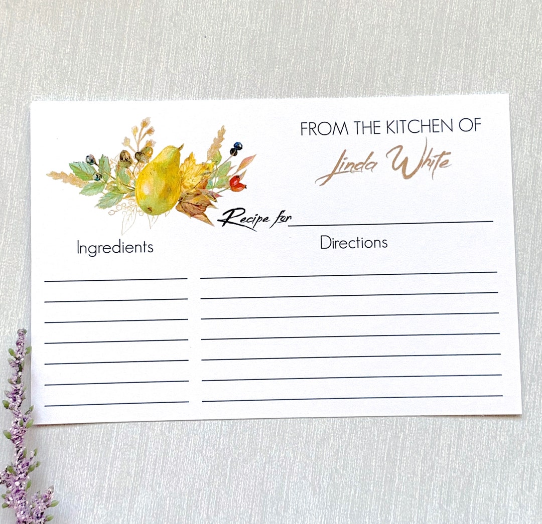 From the Kitchen Of, Personalized Recipe Cards, Hostess Gift - Set of ...
