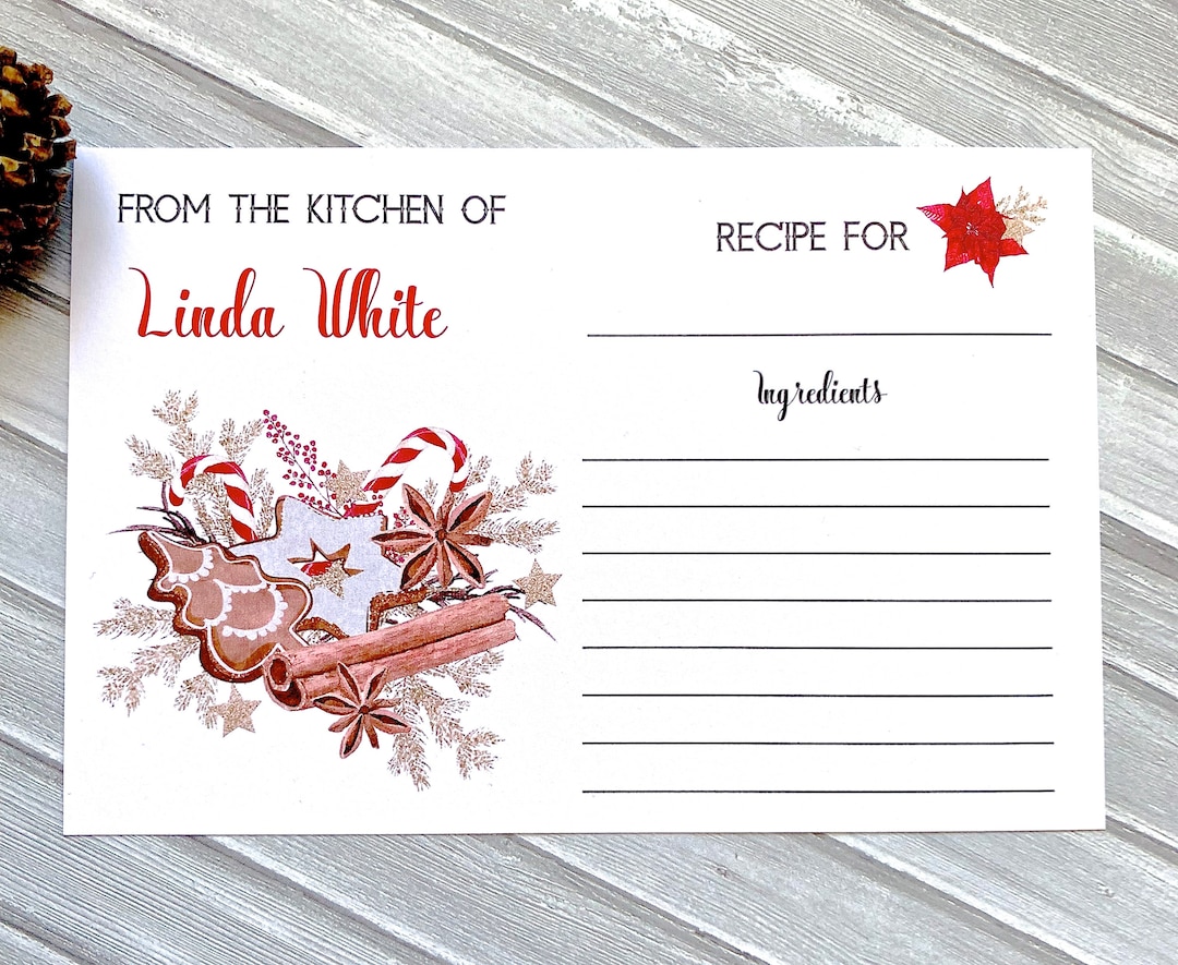 Christmas Recipe Cards, From the Kitchen Of, Personalized Printed Cards ...