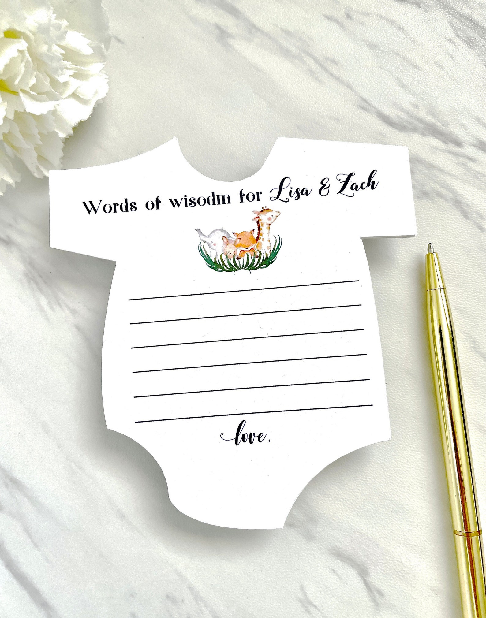 Advice Cards for Baby Shower Safari Animals Cards Words of - Etsy