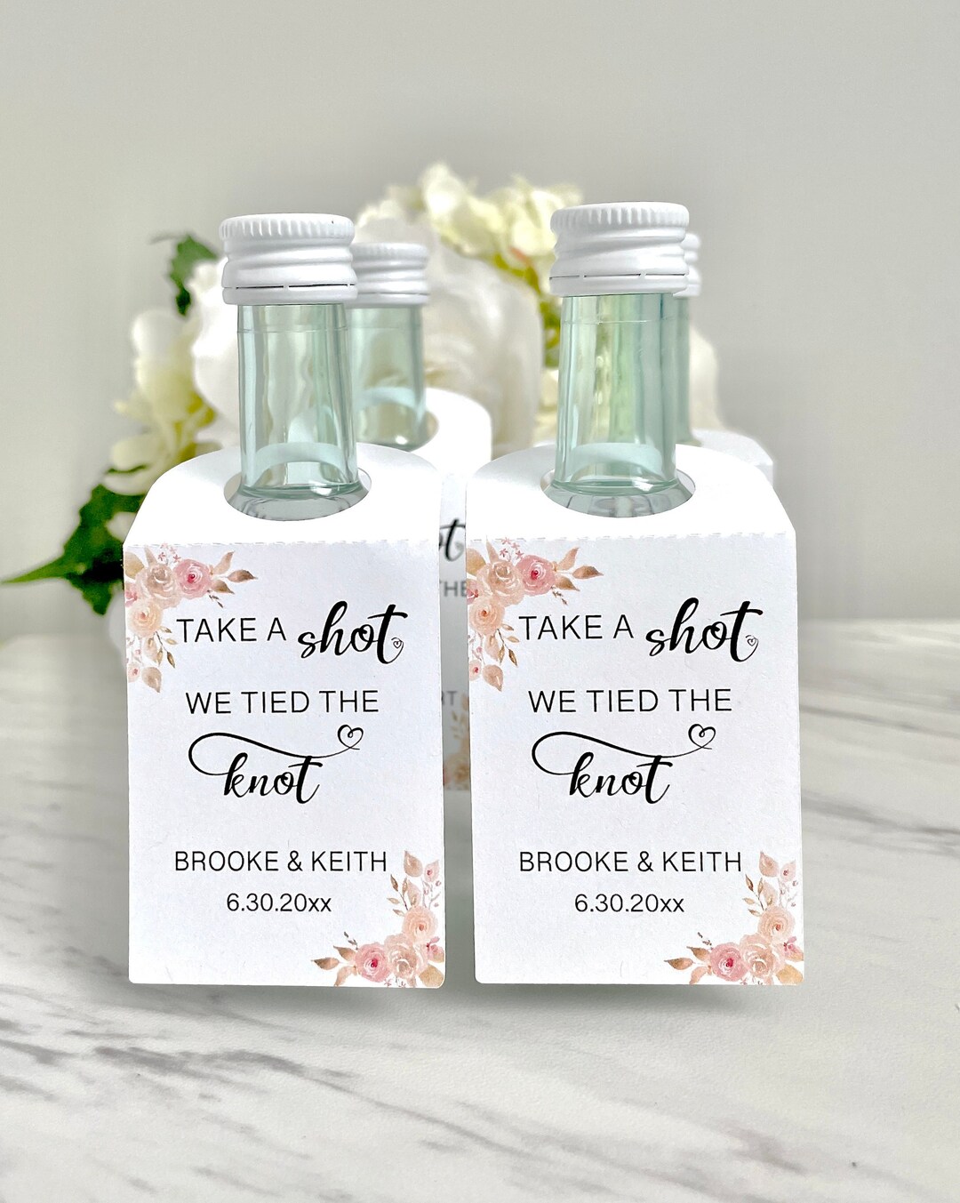Personalized Tags for Mini Liquor Bottle Favors, Engagement Shot Bottle ...