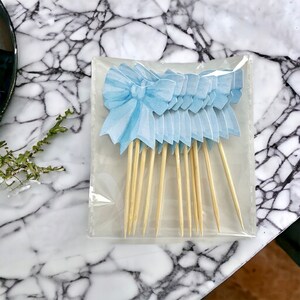 Watercolor Blue Bow Cupcake Toppers, Double Sided Food Picks - Set of ...