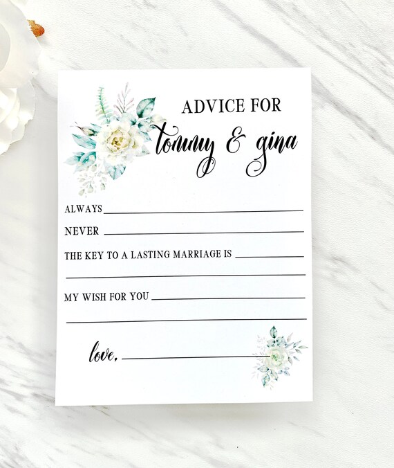 Wedding Advice Cards Comment Cards Printed Cards for Wedding | Etsy