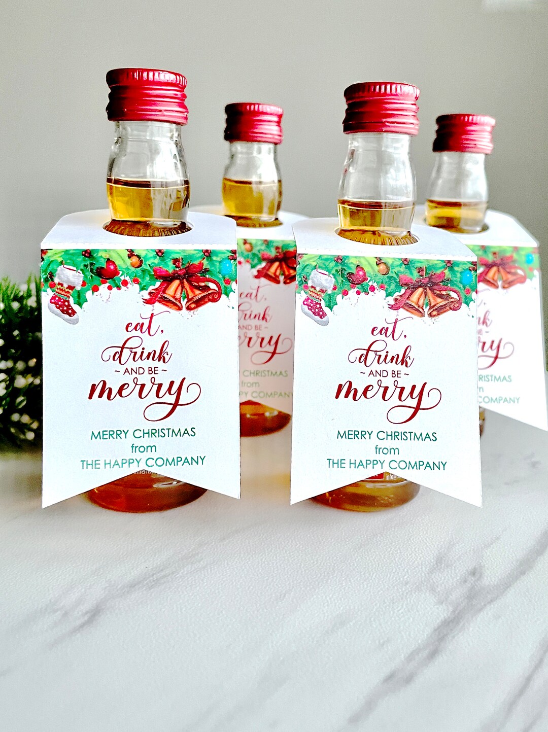 Personalized Christmas Shot Bottle Tags: Eat, Drink & Be Merry - Etsy