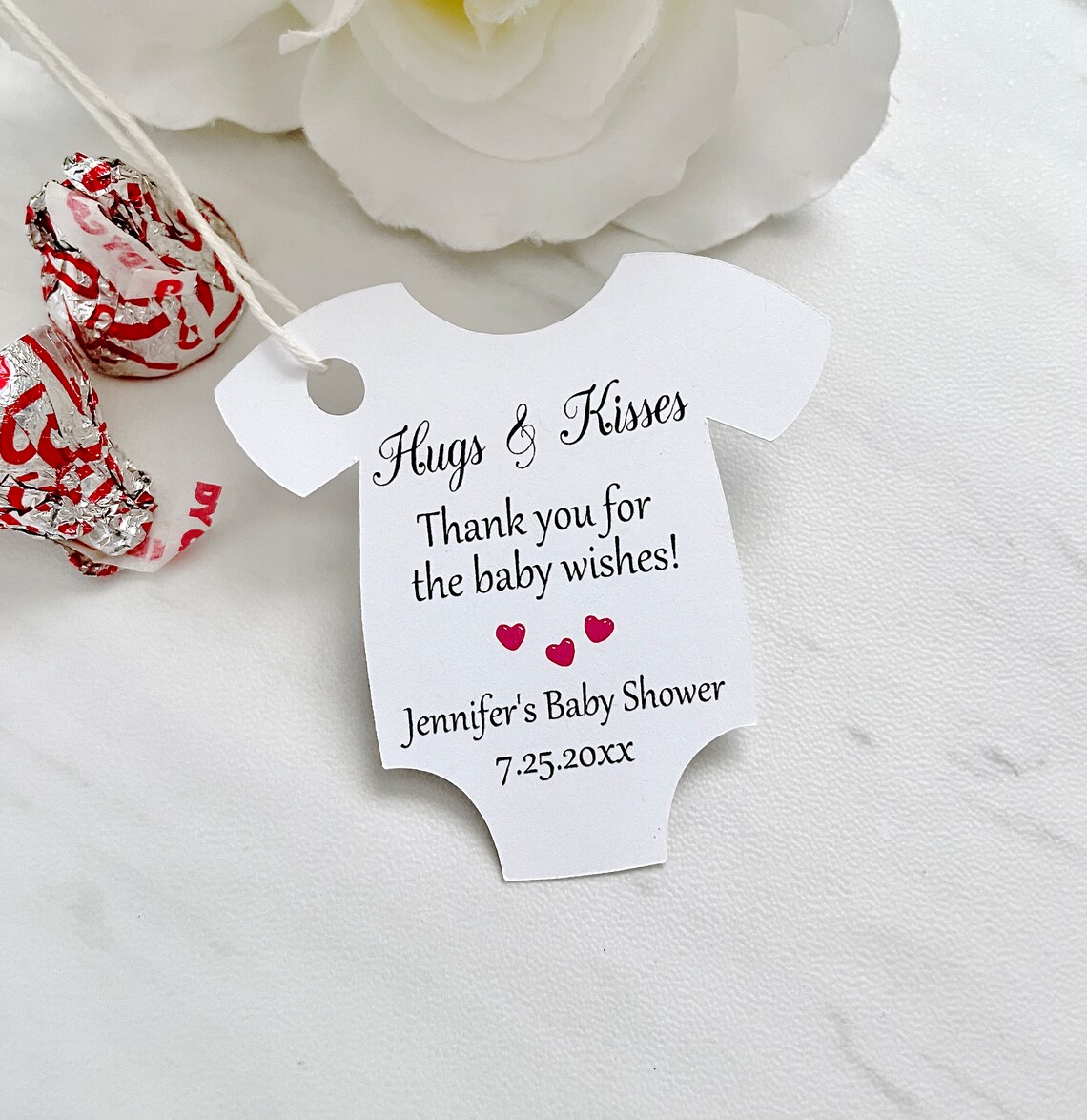 Hugs & Kisses Baby Shower Favor Tags: Personalized Thank You - Etsy