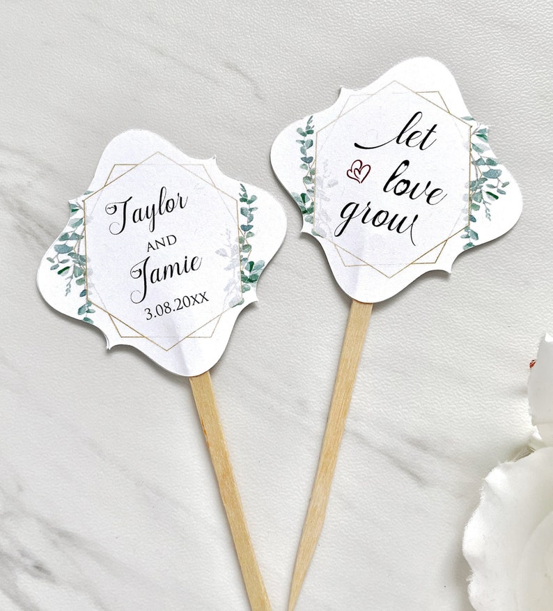 Personalized Wedding Cupcake Toppers: Succulent Favor Tags (set of 10 ...