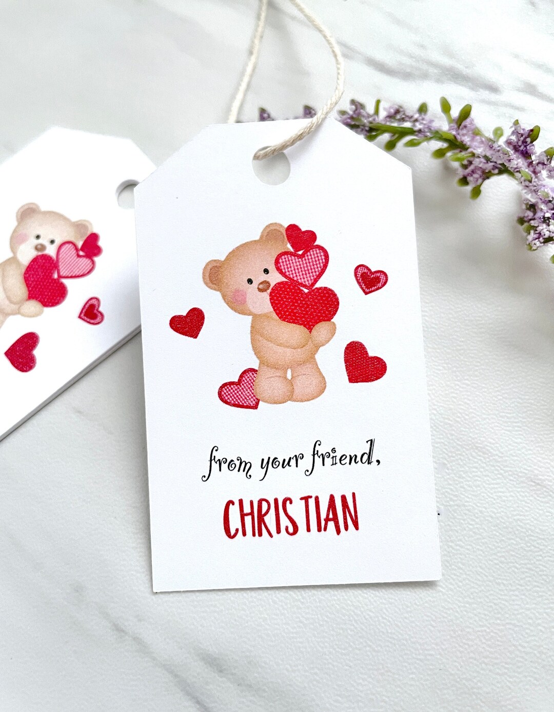 Teddy Bear Valentine's Day Favor Tags: Personalized Kids Goody Bag ...