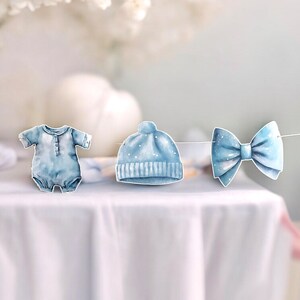 Blue Baby Clothes Garland, Boy Baby Shower Banner, Baby Shower Decor ...