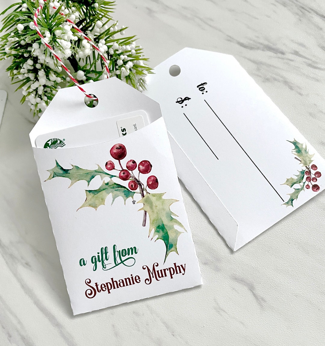 Personalized Gift Card Holder, Christmas Gift Card Tags, Holiday Tags ...