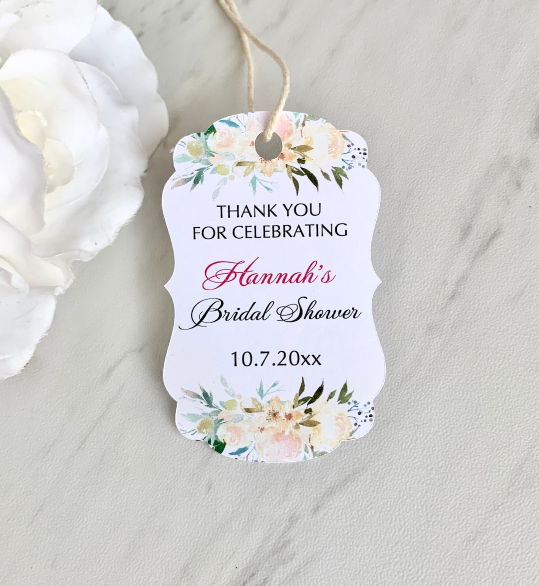 Personalized Floral Bridal Shower Favor Tags (set of 12) - Etsy