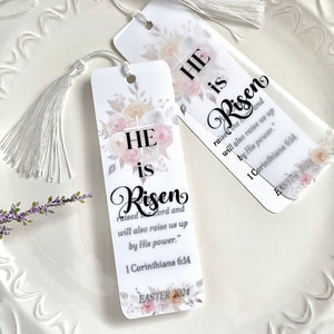 Personalized Bookmarks, He is Risen Book Sign, Bookmark Favor, Book ...