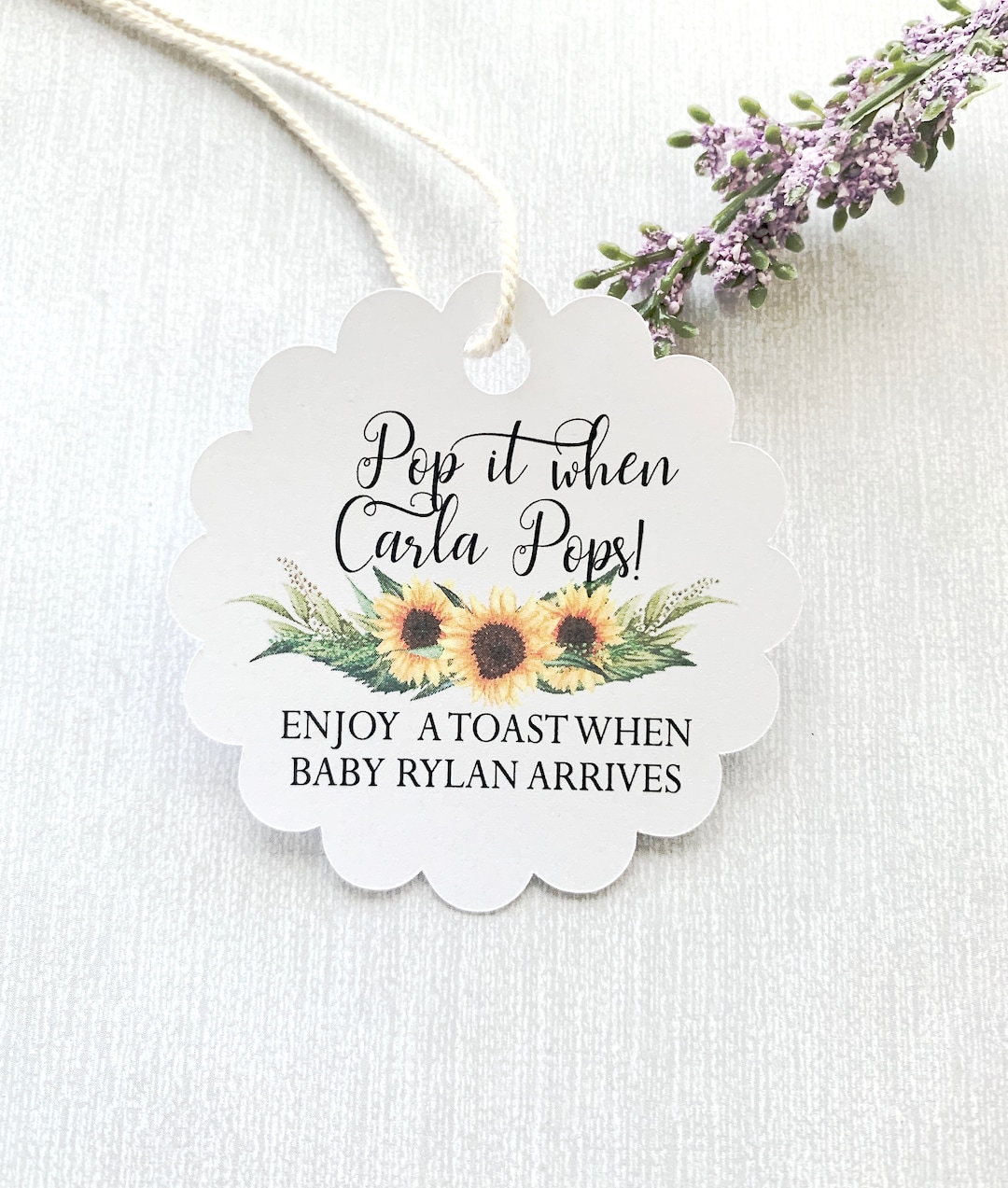 Pop It When She Pop, Wine Favor Tags, Baby Shower Labels, Sunflower ...