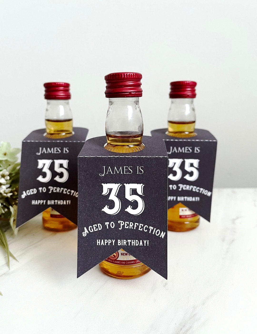 Personalized Birthday Shot Bottle Tags, Aged to Perfection Labels - Etsy