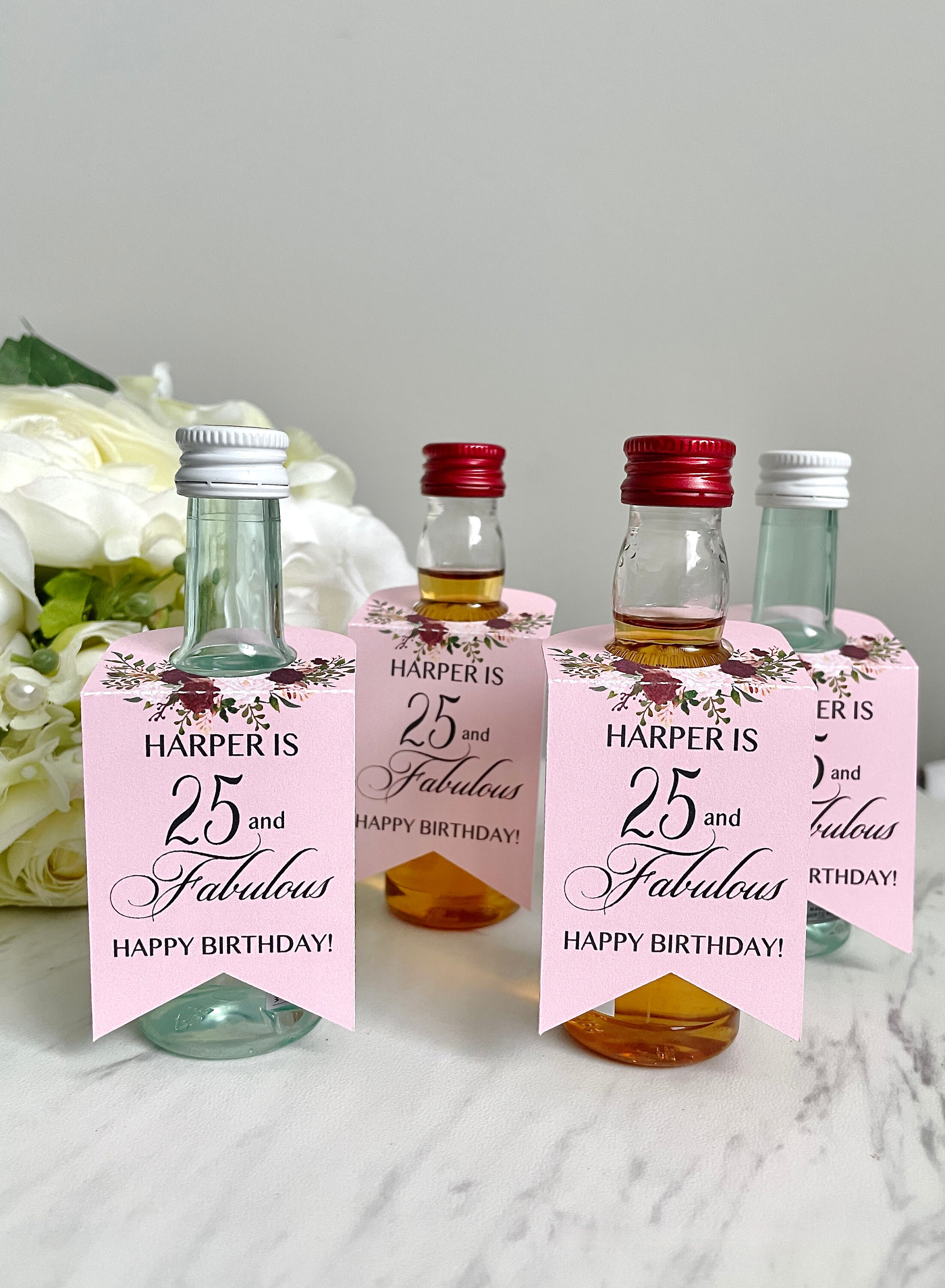 Personalized Birthday Mini Bottle Tags, Women's Party Favor Labels - Etsy