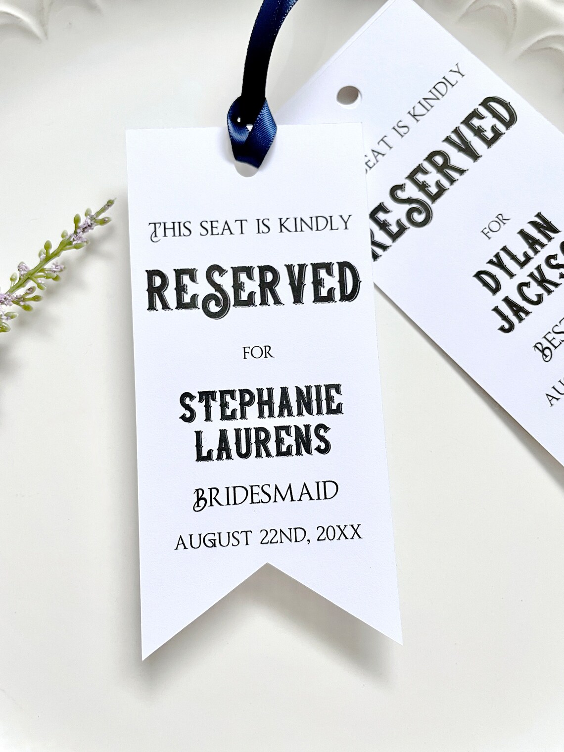 Personalized Wedding Reserved Seat Tags With Ribbon - Etsy