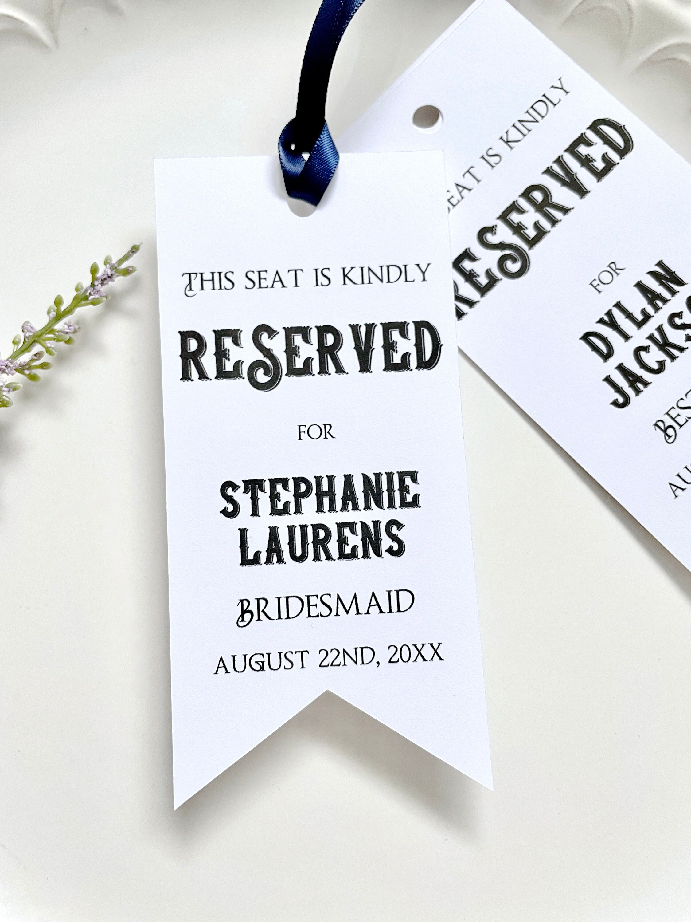 Personalized Wedding Reserved Seat Tags With Ribbon - Etsy