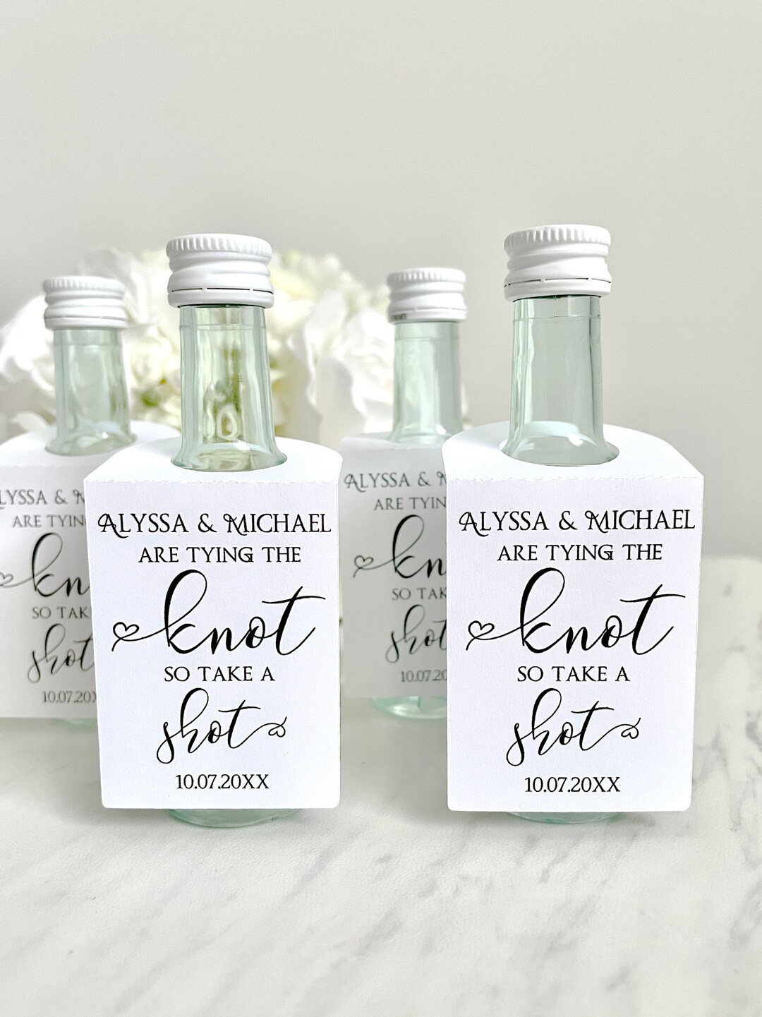 Personalized Wedding Shot Bottle Tags: Engagement Party Favors - Set of ...