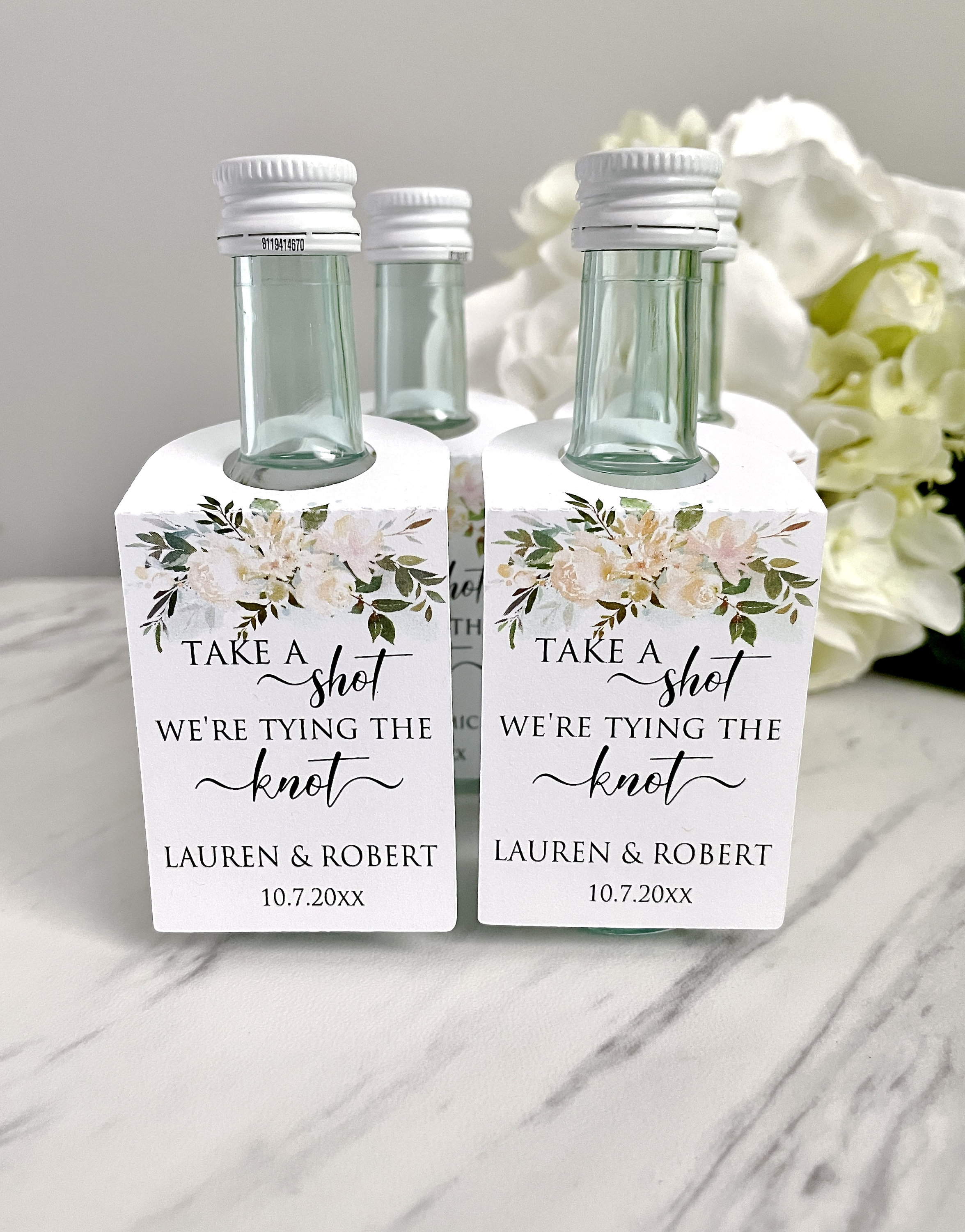 Personalized Wedding Shot Bottle Tags, Mini Liquor Favor Labels, Take a ...