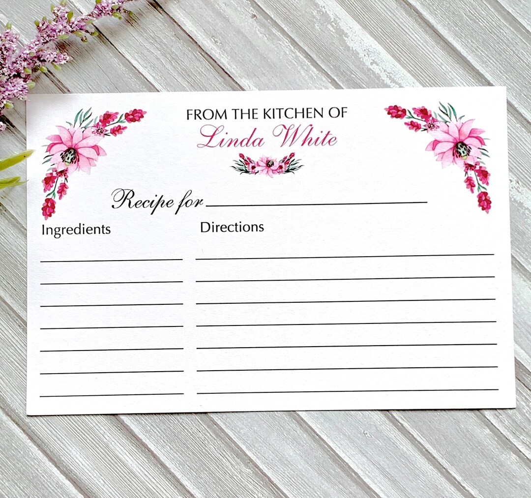 Personalized Recipe Cards, Hostess Gift, Cards for Recipes, Printed ...