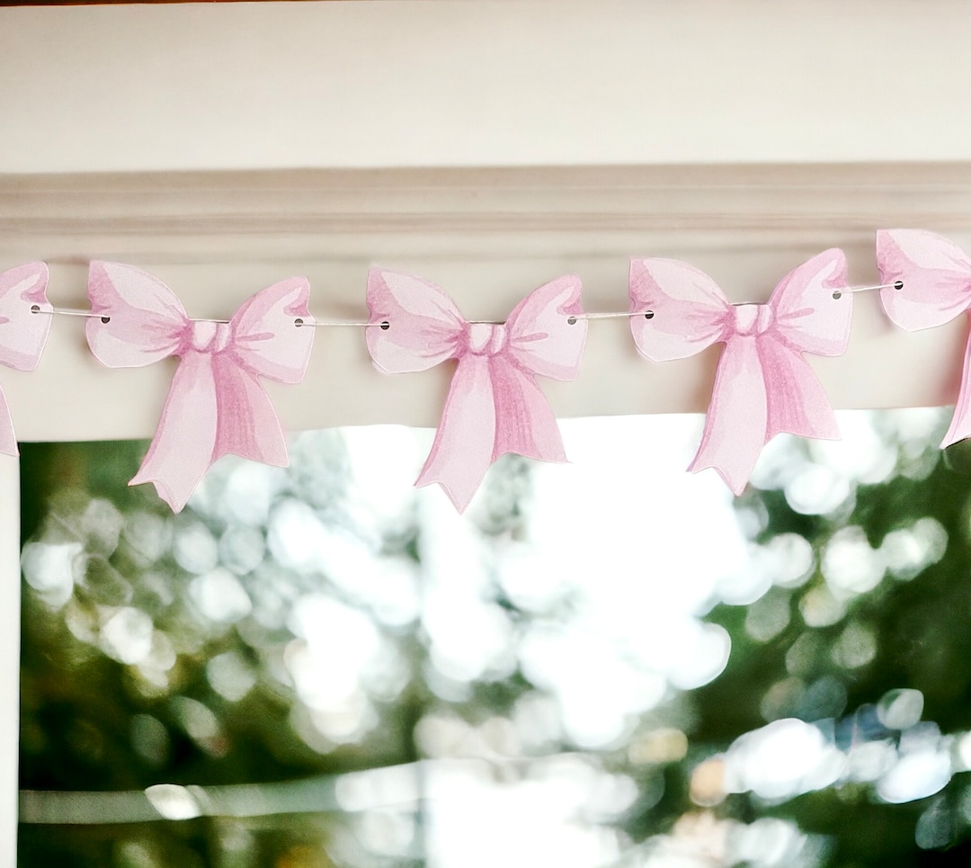 Pink Bow Garland, Coquette Party Banner, Shower Decoration - Etsy