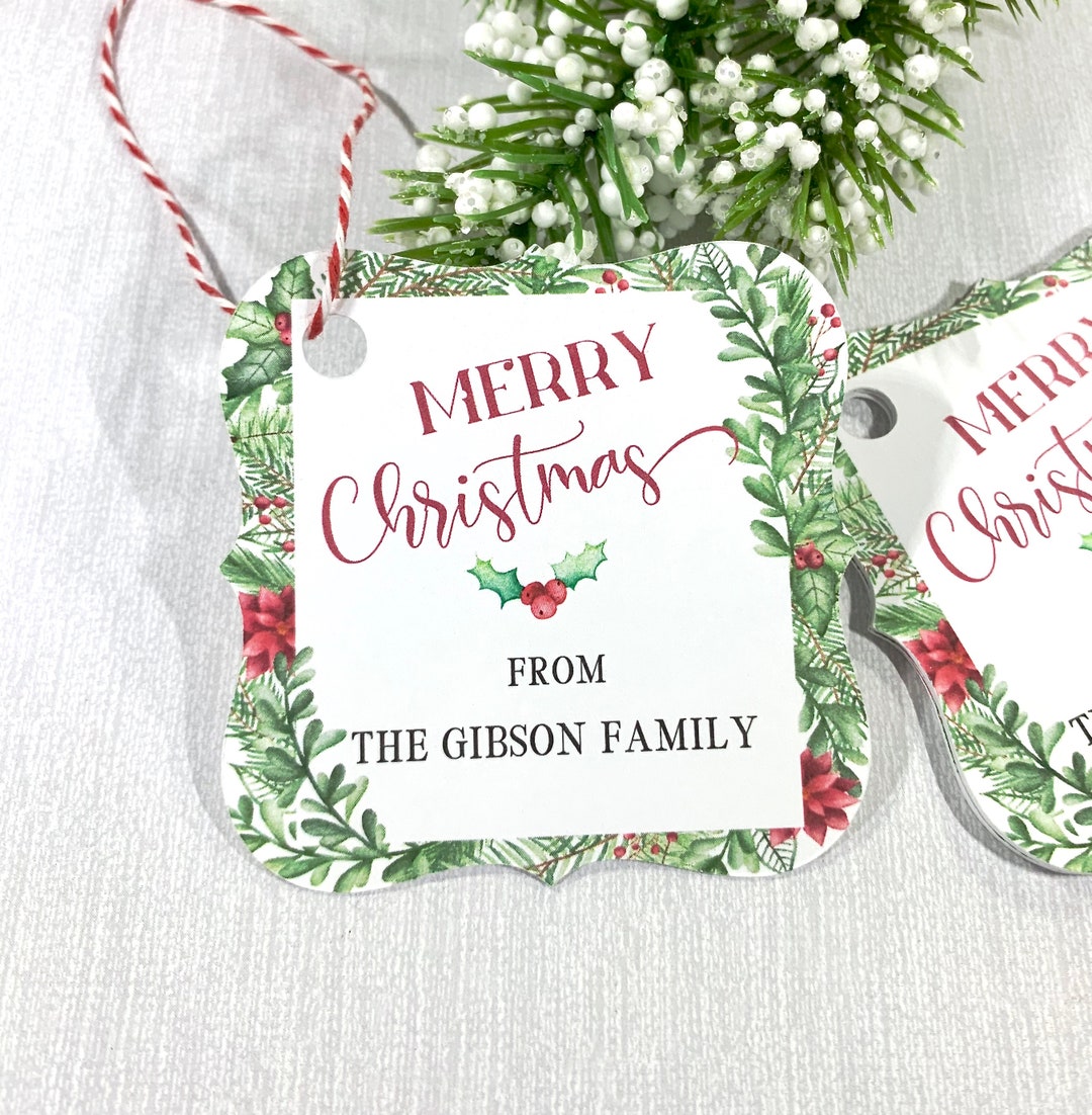 Personalized Christmas Tags, Printed Holiday Labels - Set of 12 - Etsy