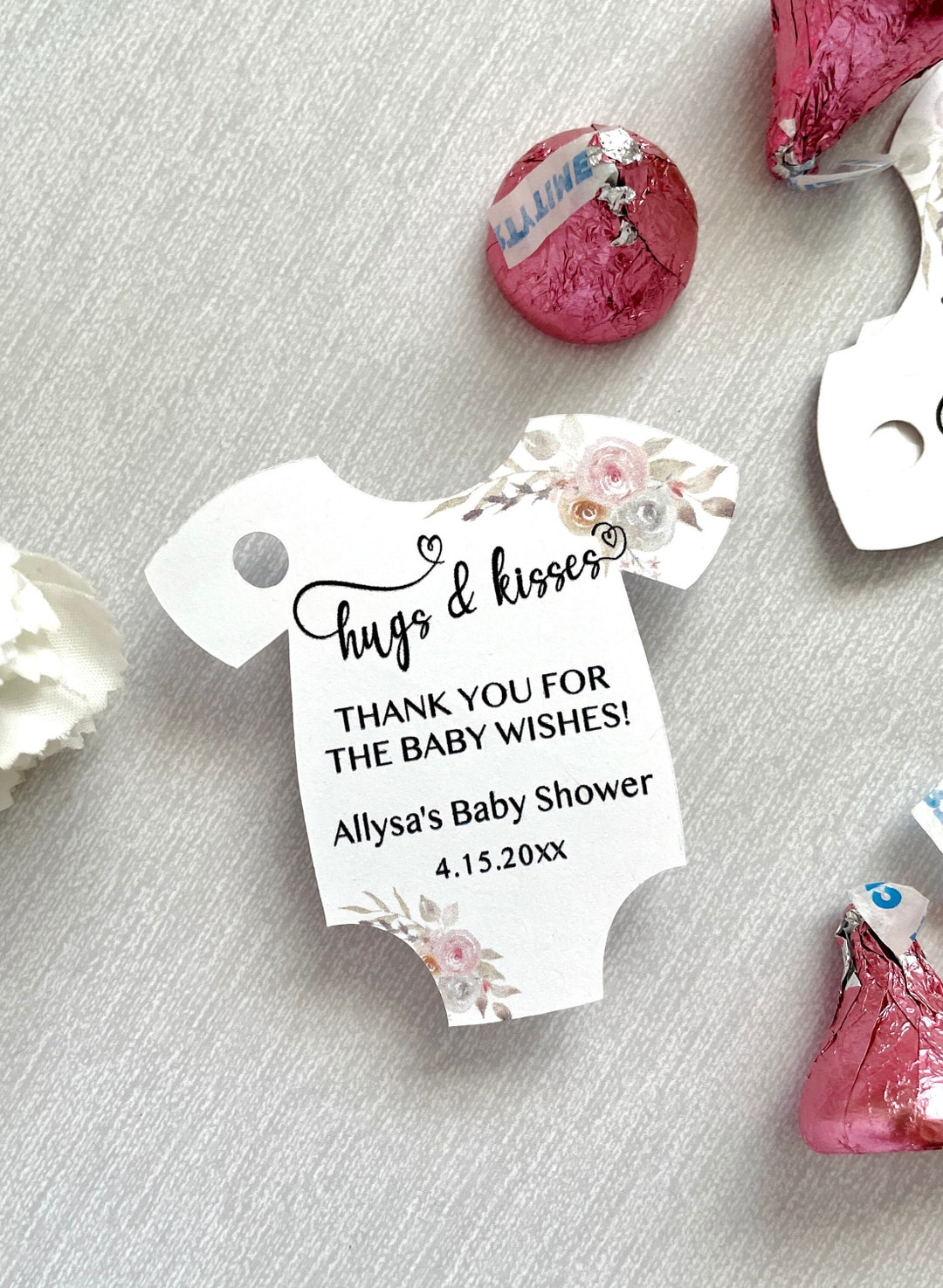 Hugs and Kisses Baby Shower Tags , Hugs and Kisses Thank You for Baby ...