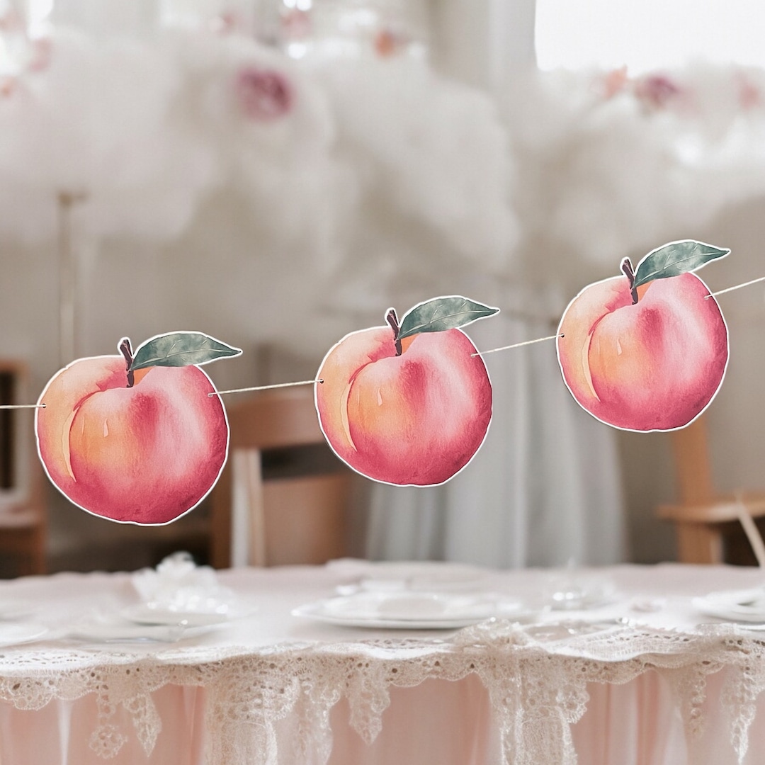 Peach Banner, Peach Party Garland, Birthday Decor, Baby Shower Bunting ...