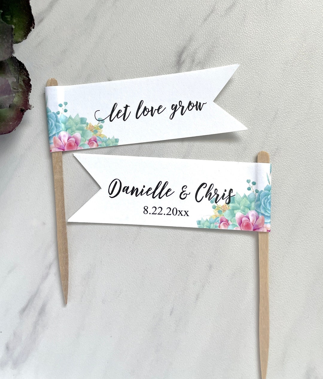 Personalized Wedding Plant Flags: Succulent Favor Tags - Set of 8 - Etsy