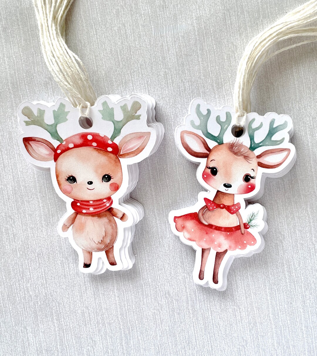 Reindeer Christmas Gift Tags, Kids Presents, Set of 10 - Etsy
