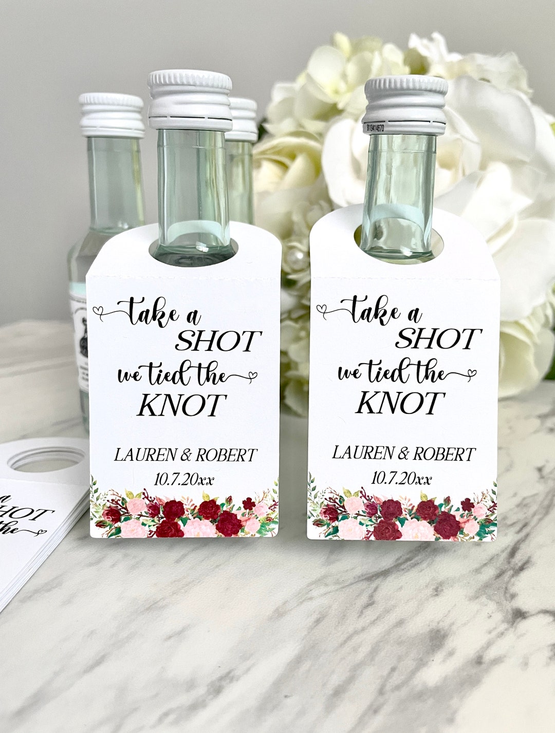 Wedding Bottles Tags, Take a Shot Labels, Engagement Party, 50 Ml ...