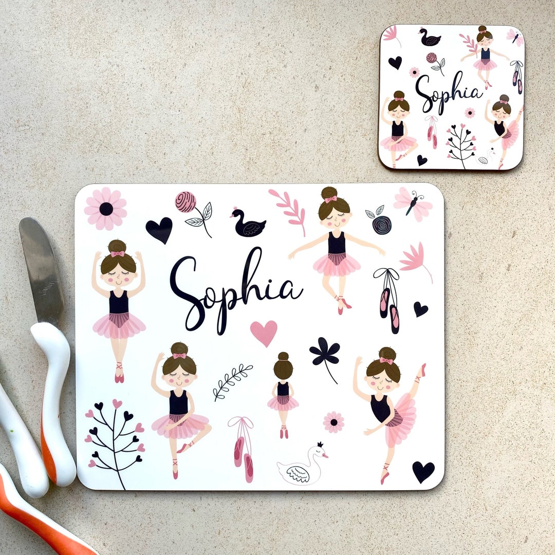 Kid's Ballerina Placemat Personalised Children's Cute Ballet Table Mat ...