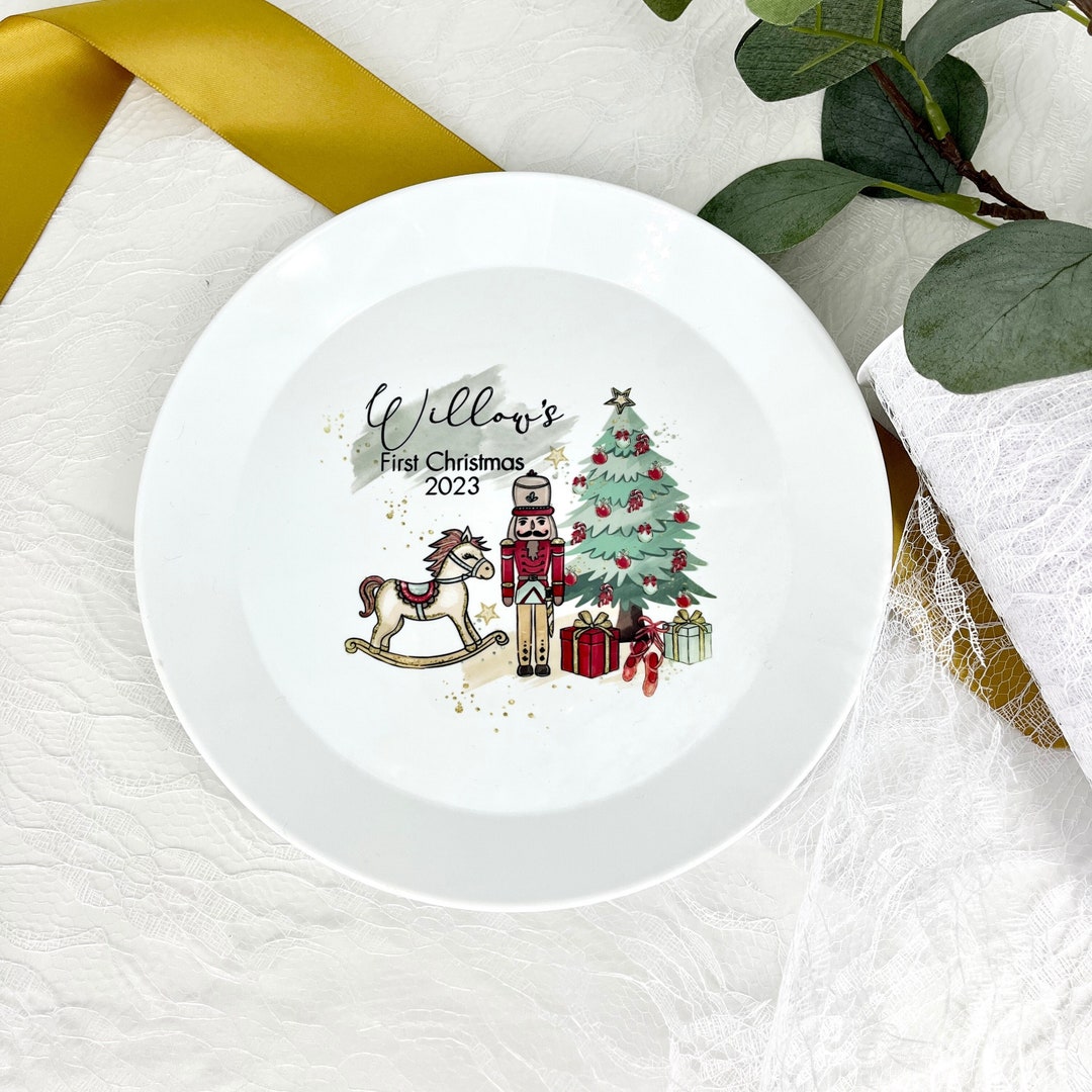 Baby's First Christmas Dinner Plate Xmas Tableware for Children Plastic ...