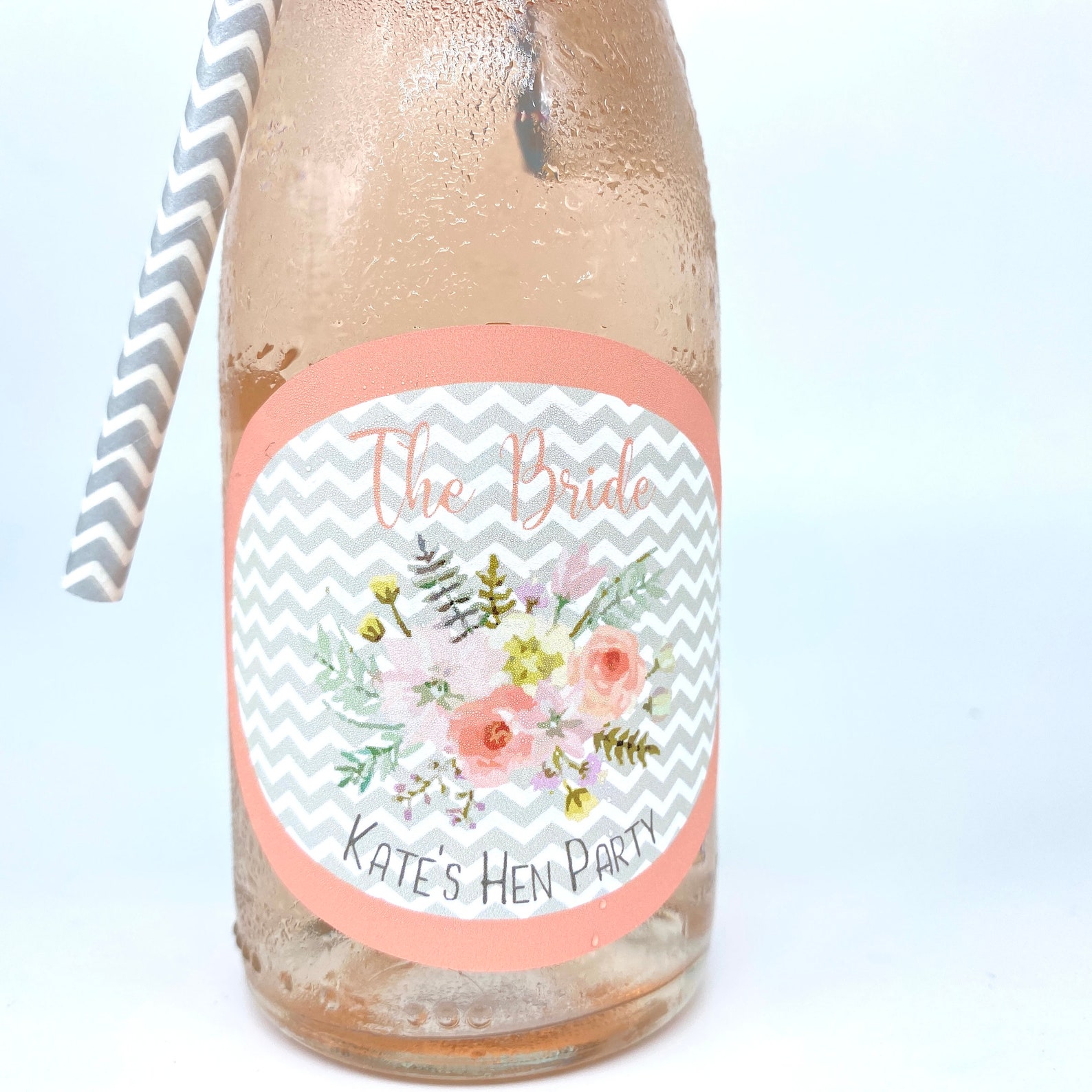 Personalised Wedding / Hen Party Mini Bottle Label Straw & | Etsy