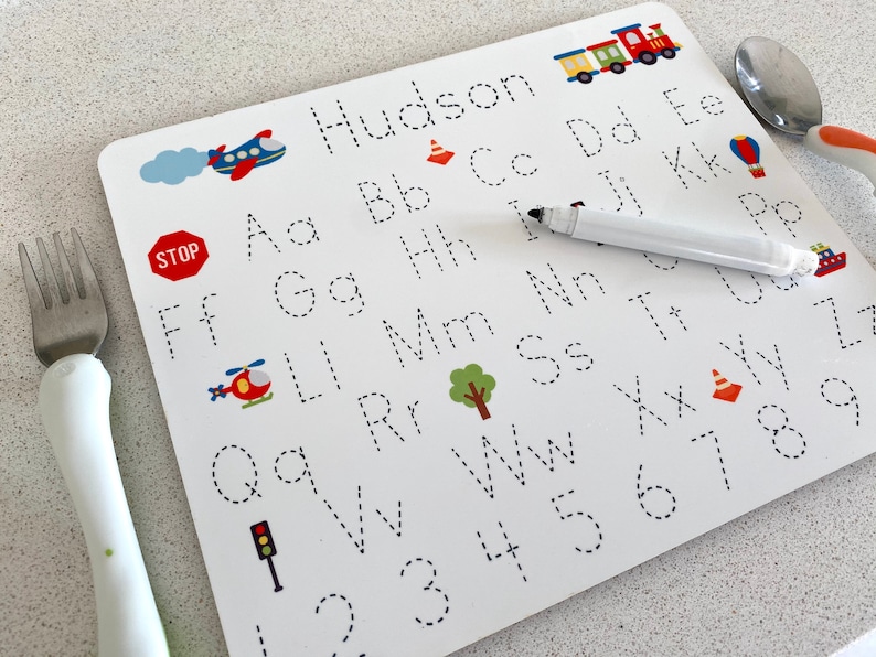 Custom Children's Placemat With Handwriting Practice Letters ...