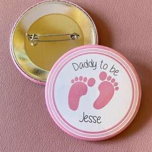 Personalised Baby Shower Badges With Baby Feet 6cm New Baby Party ...