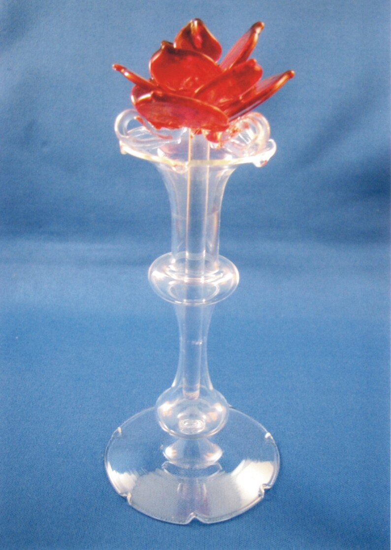 Hand Blown Glass Flower In Handblown Glass Vase Etsy