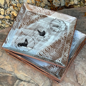 Handmade Chicken Trio Plate Set of 4 Handmade Pottery Plates ...