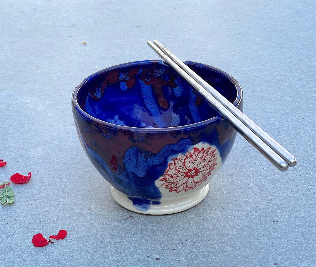 Ceramic Lotus Flower Noodle Bowl, Handmade Soup Bowl, Kitchen Pottery ...