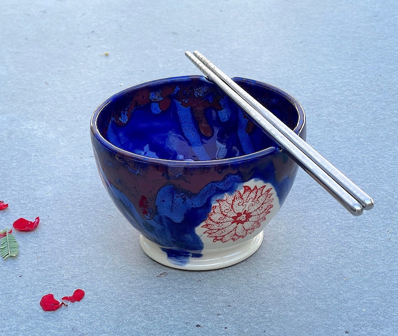 Handmade Ceramic Noodle Bowl, Lotus Flower Pottery, Ramen Gift - Etsy