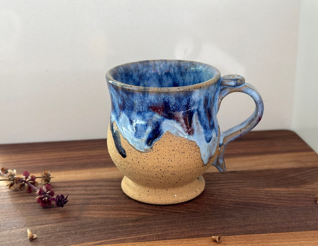 Drippy Blue Ceramic Espresso Cup Handmade Cup Small Coffee Mug Unique ...